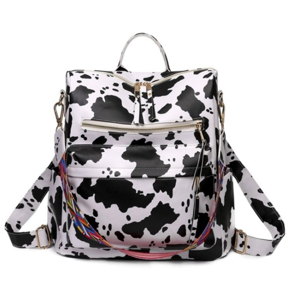 Cow Print Trendy Small Shoulder Bag Backpack - Gem